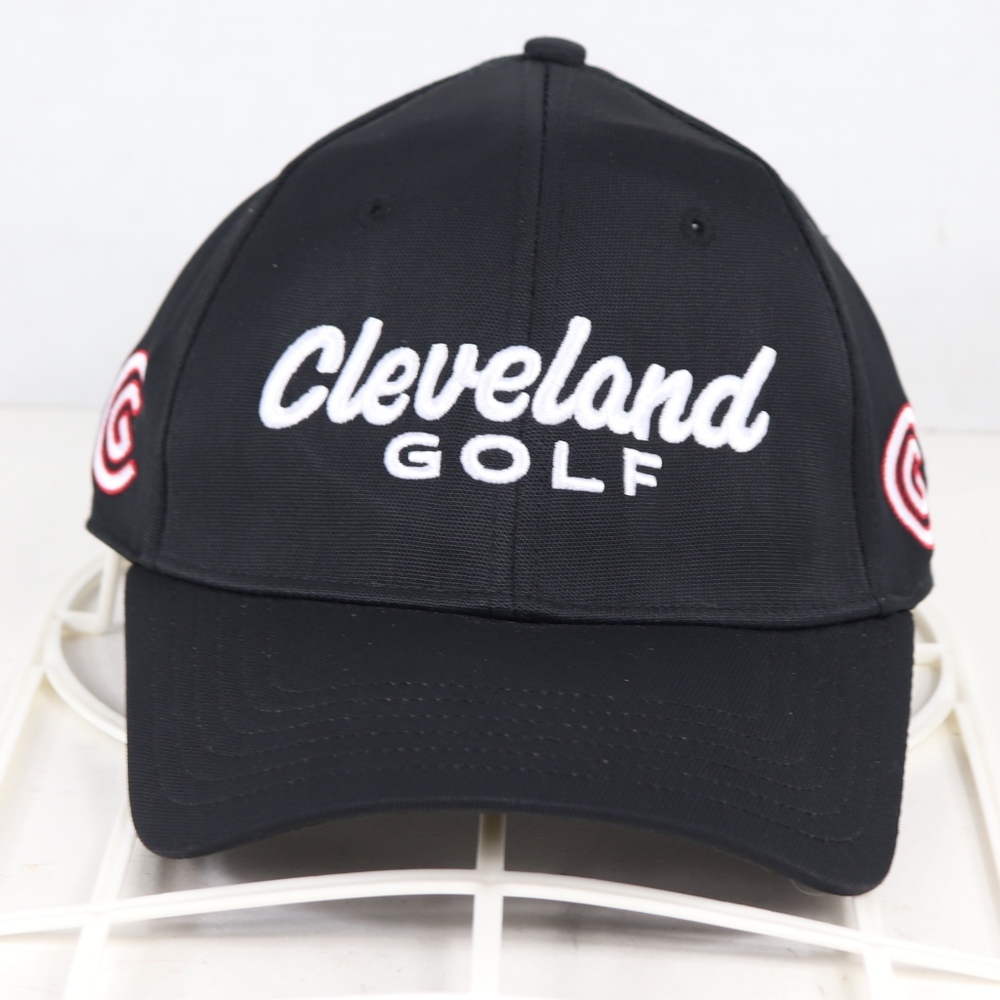 Cleveland Golf Spell Out Strapback Hat Cap Black - Gem